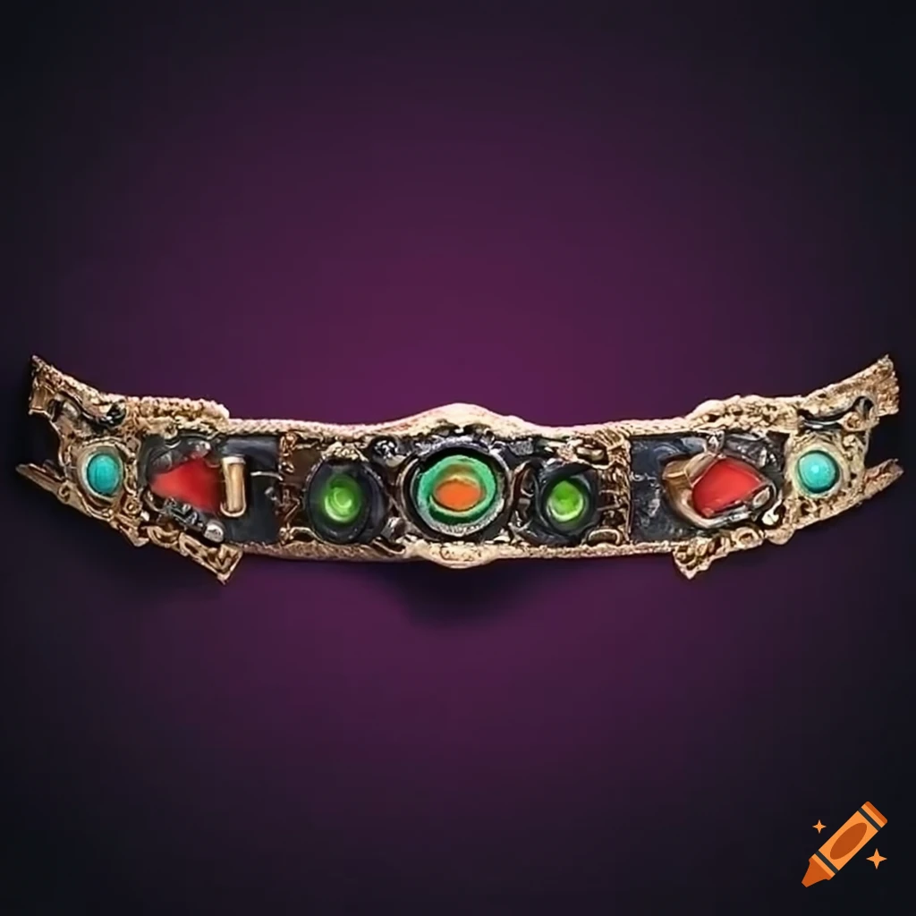 Front view of an adorned magic war belt on Craiyon