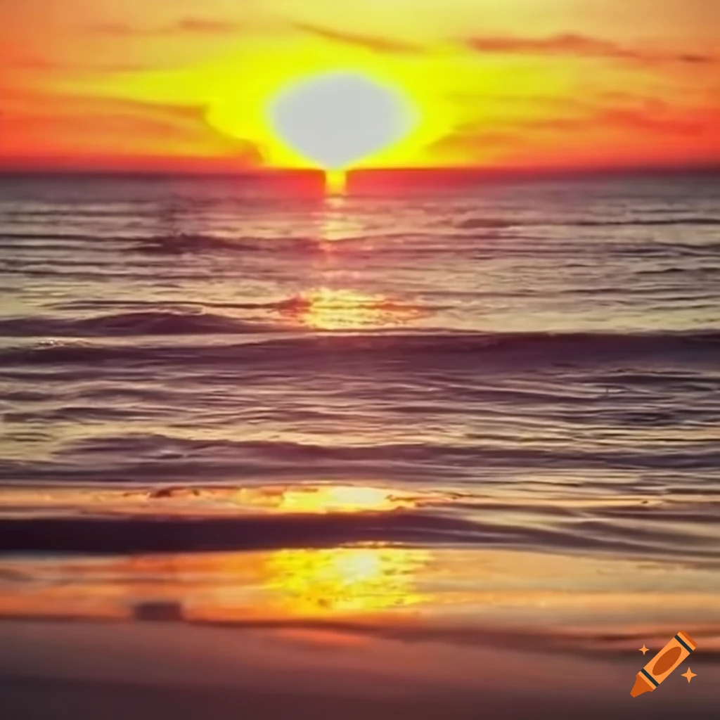 Beach sunset on a sunny day on Craiyon