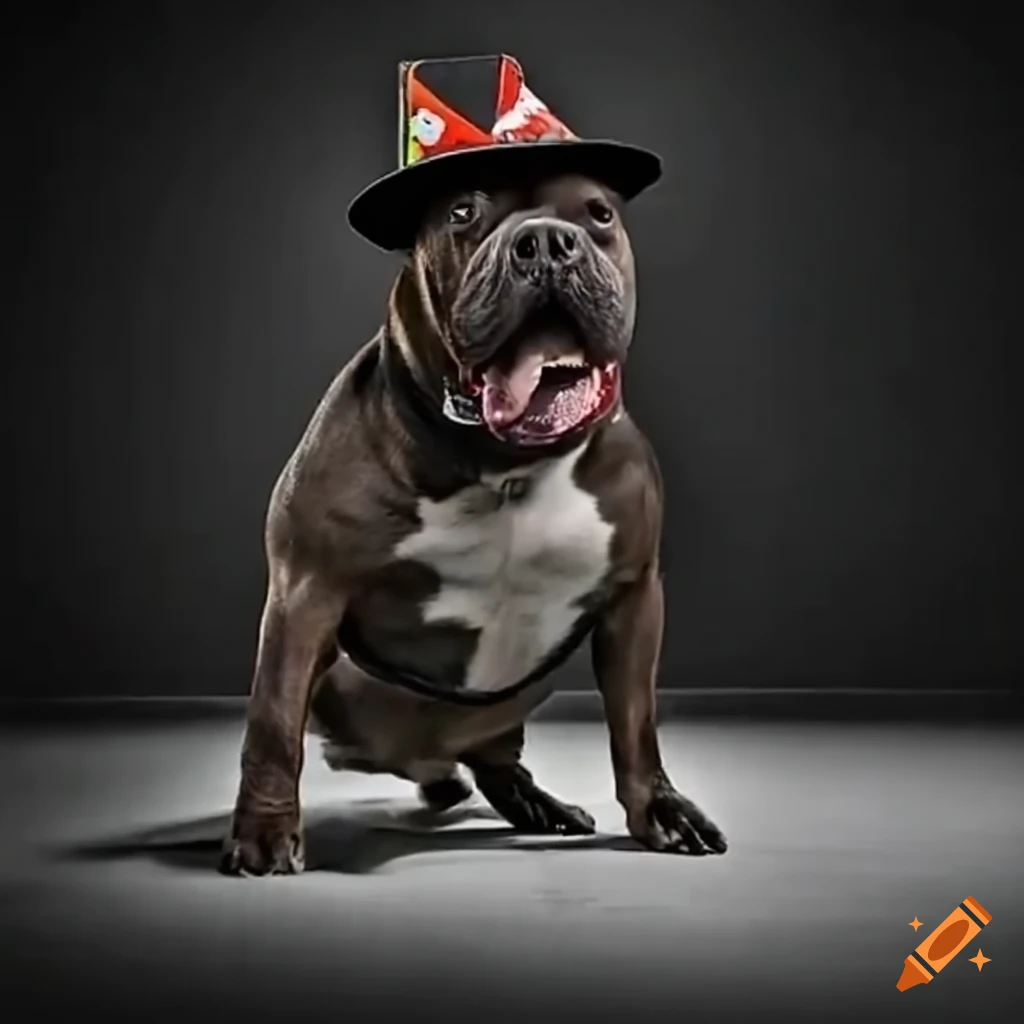 Xl bully dogs playing padel, one wearing a dunce's hat with ...