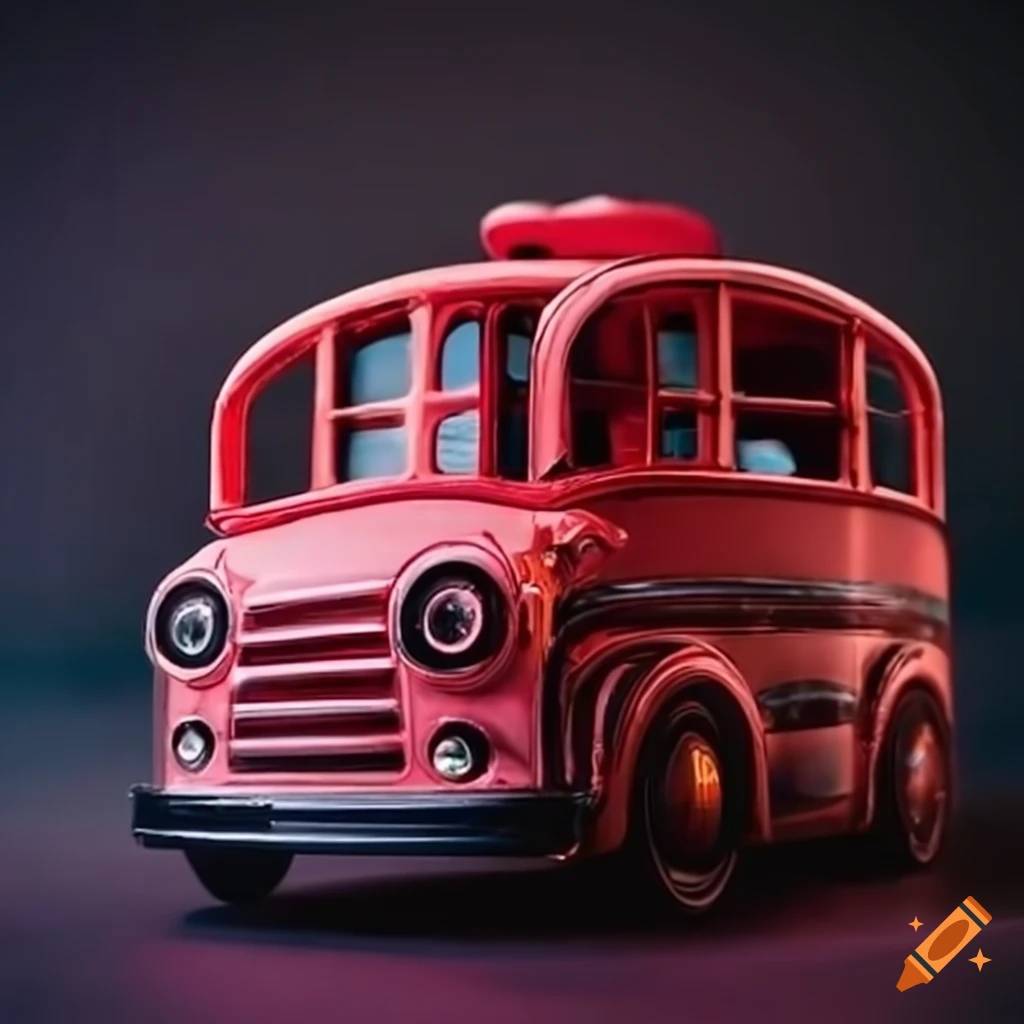 Red heart-shaped decorative bus on Craiyon