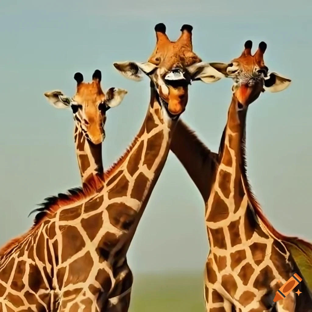 Group of giraffes laughing on Craiyon