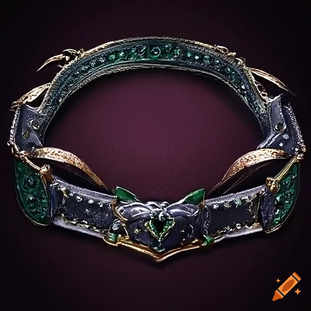 Adorned magic shiny war belt viewed from the front on Craiyon