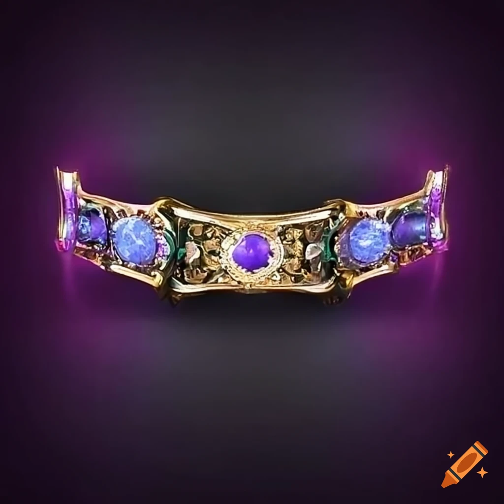 Adorned magic shiny war belt from the front on Craiyon