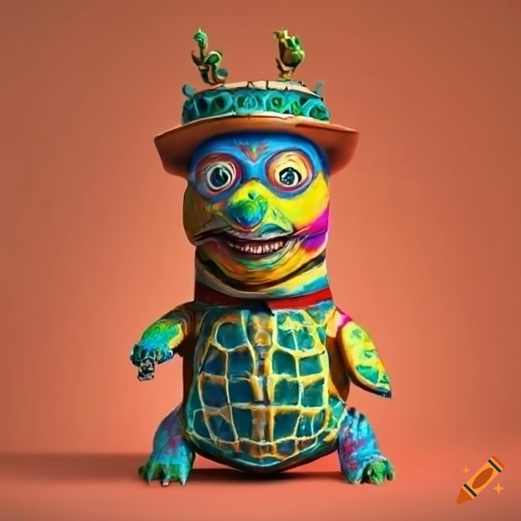 Decorated turtle wearing swedish architecture in 3d rendering on Craiyon