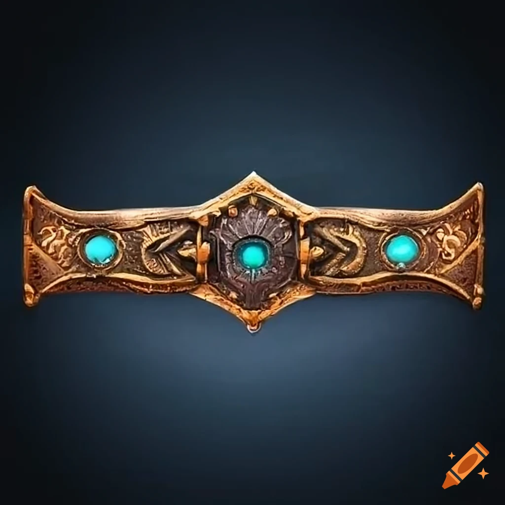 Front view of an adorned magic war belt on Craiyon