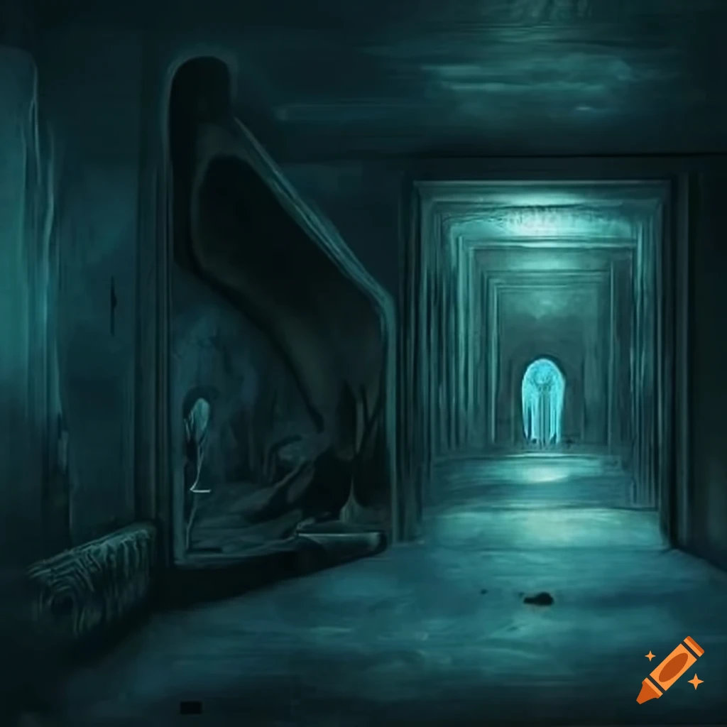 Intricate hyper-realistic modern dead-mall hospital airport with ...