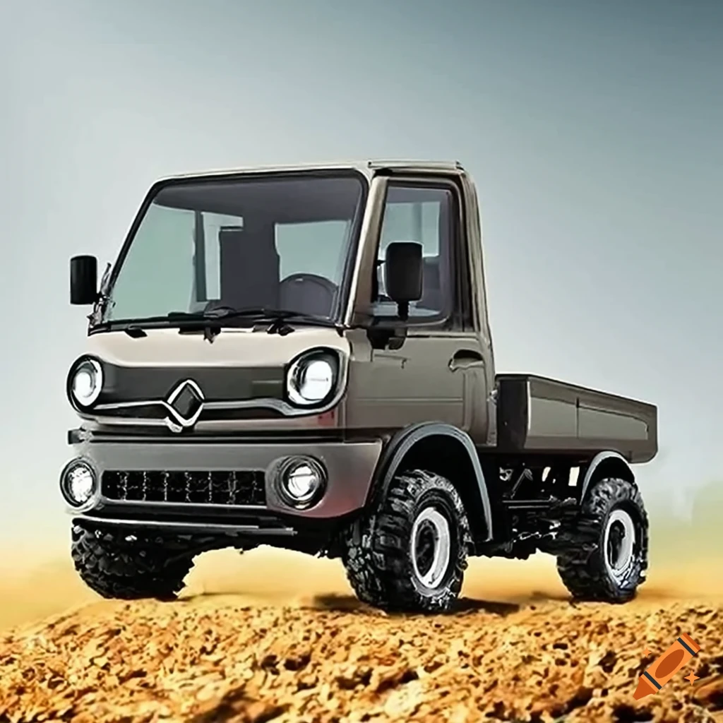 Mini agricultural truck with short nose design and 4-wheel drive on Craiyon