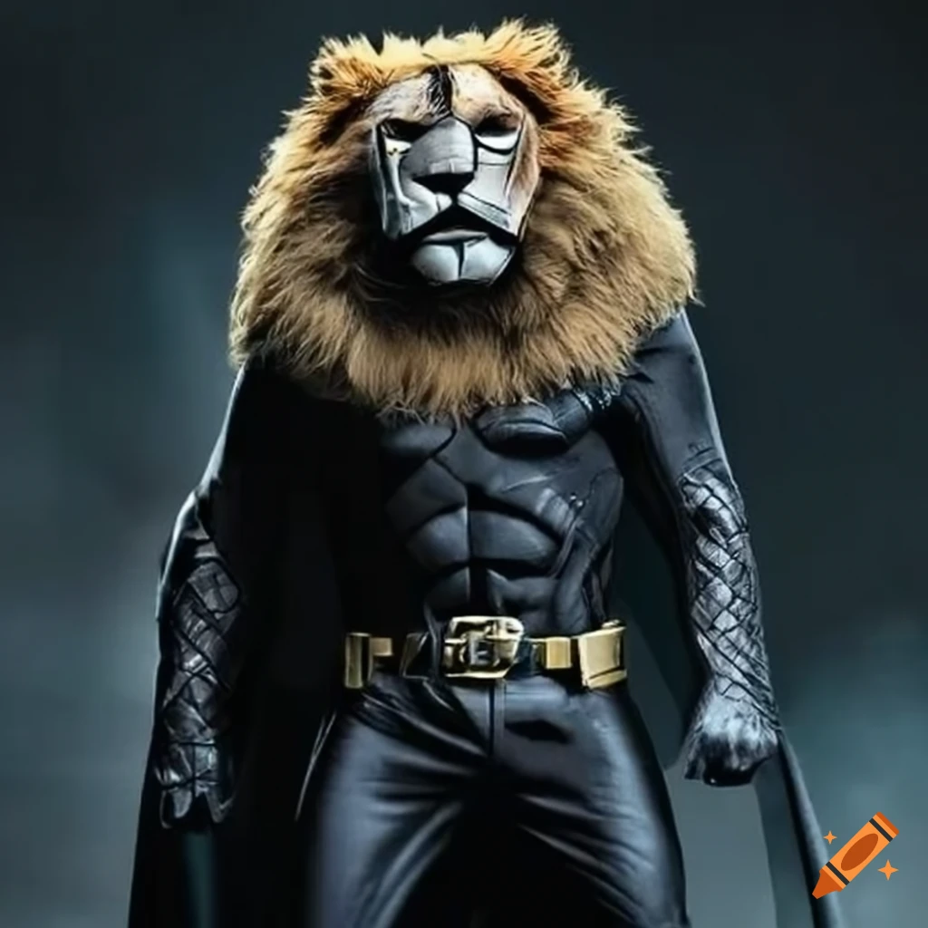 Lion wearing a batman costume on Craiyon