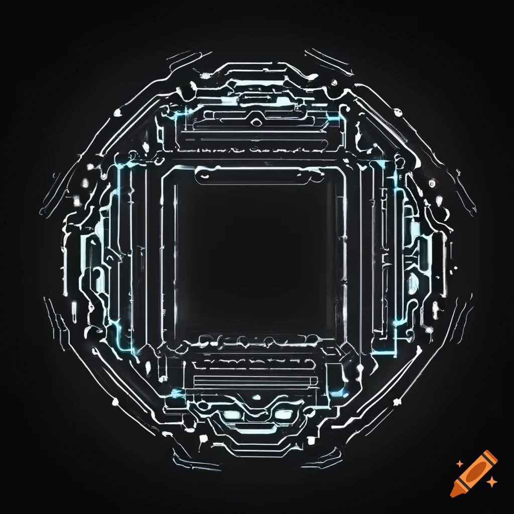 Black square with circuitry design on Craiyon