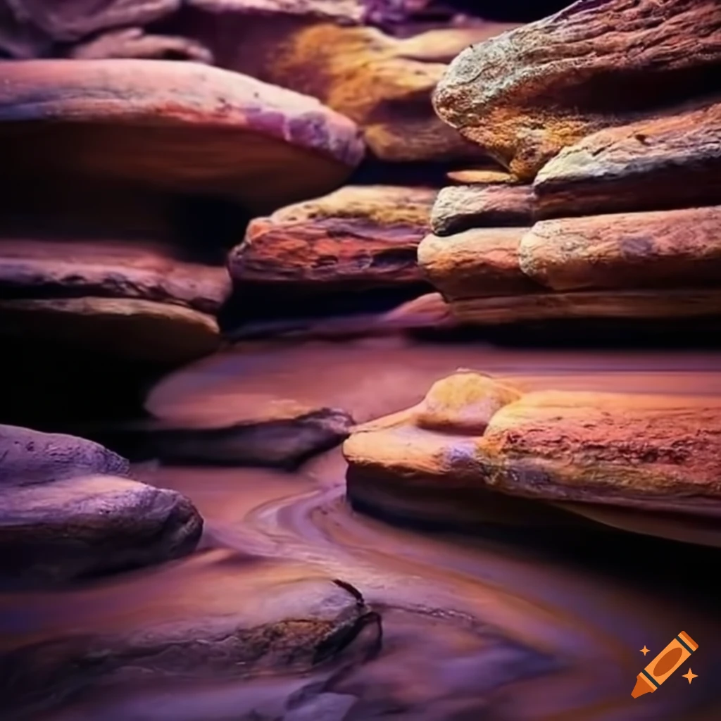 Close-up of rocks showing natural weathering processes on Craiyon
