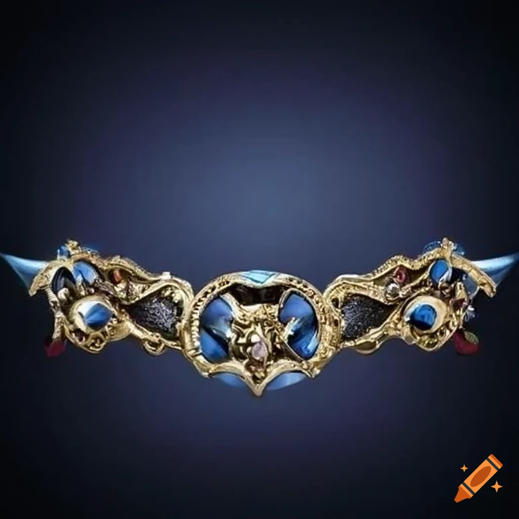 Adorned magic shiny war belt from the front view on Craiyon