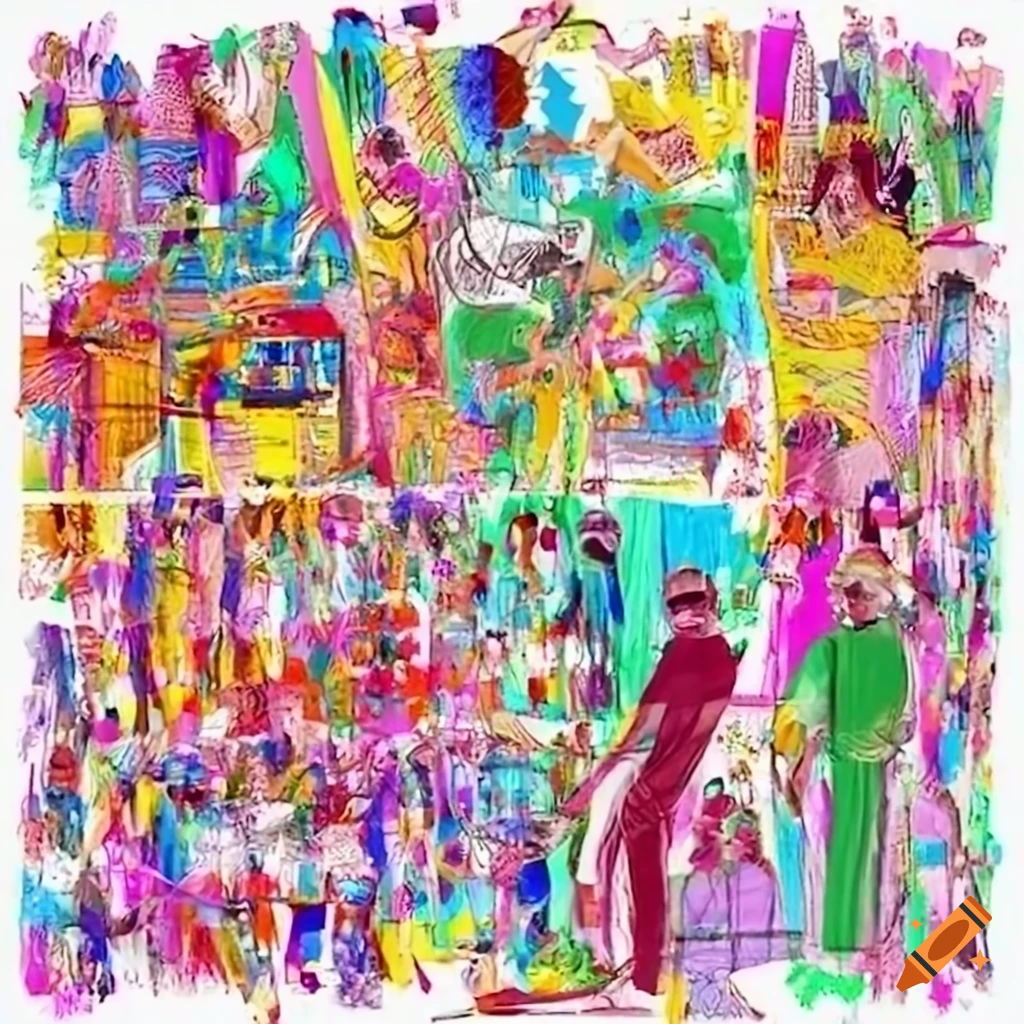 Colorful collage representing musical genres at Printemps de Bourges ...