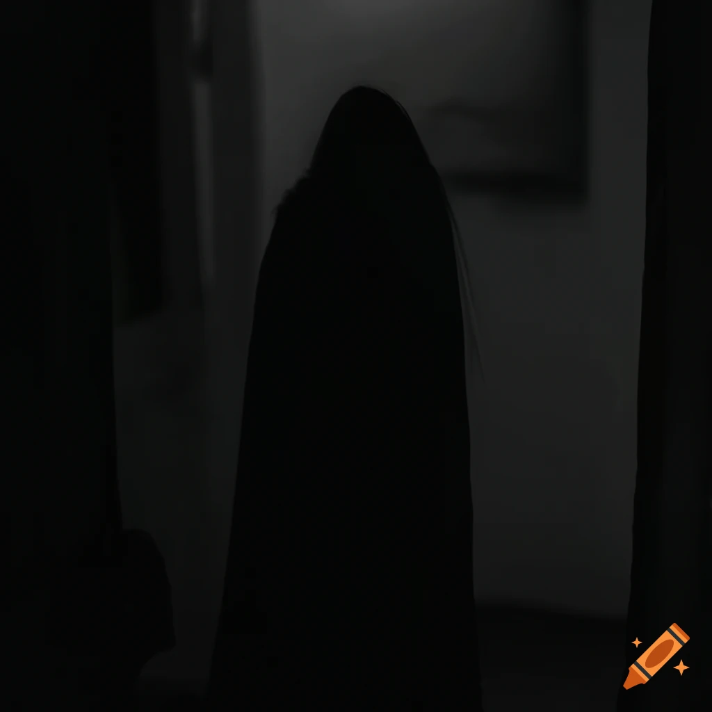 Female ghost in a dark house on Craiyon
