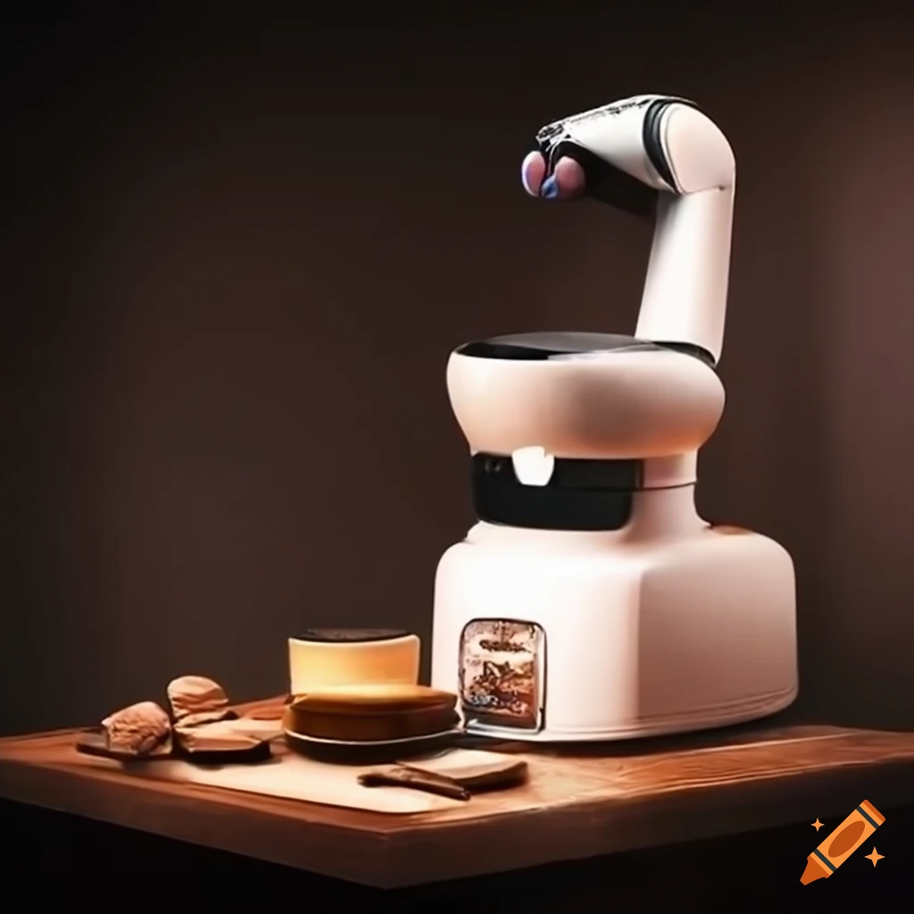 Futuristic coffee shop with robot waiters on Craiyon