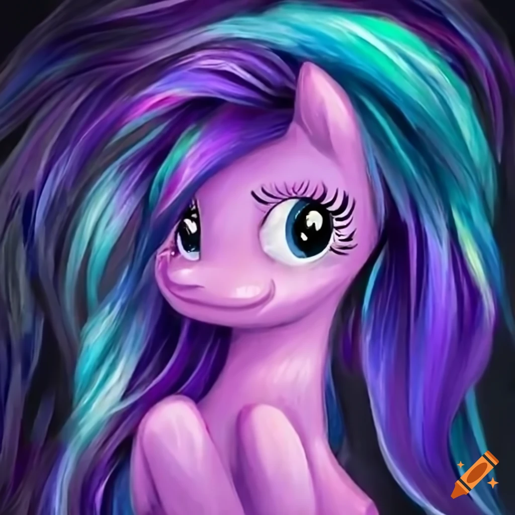 Purple my little pony with blue hair on Craiyon