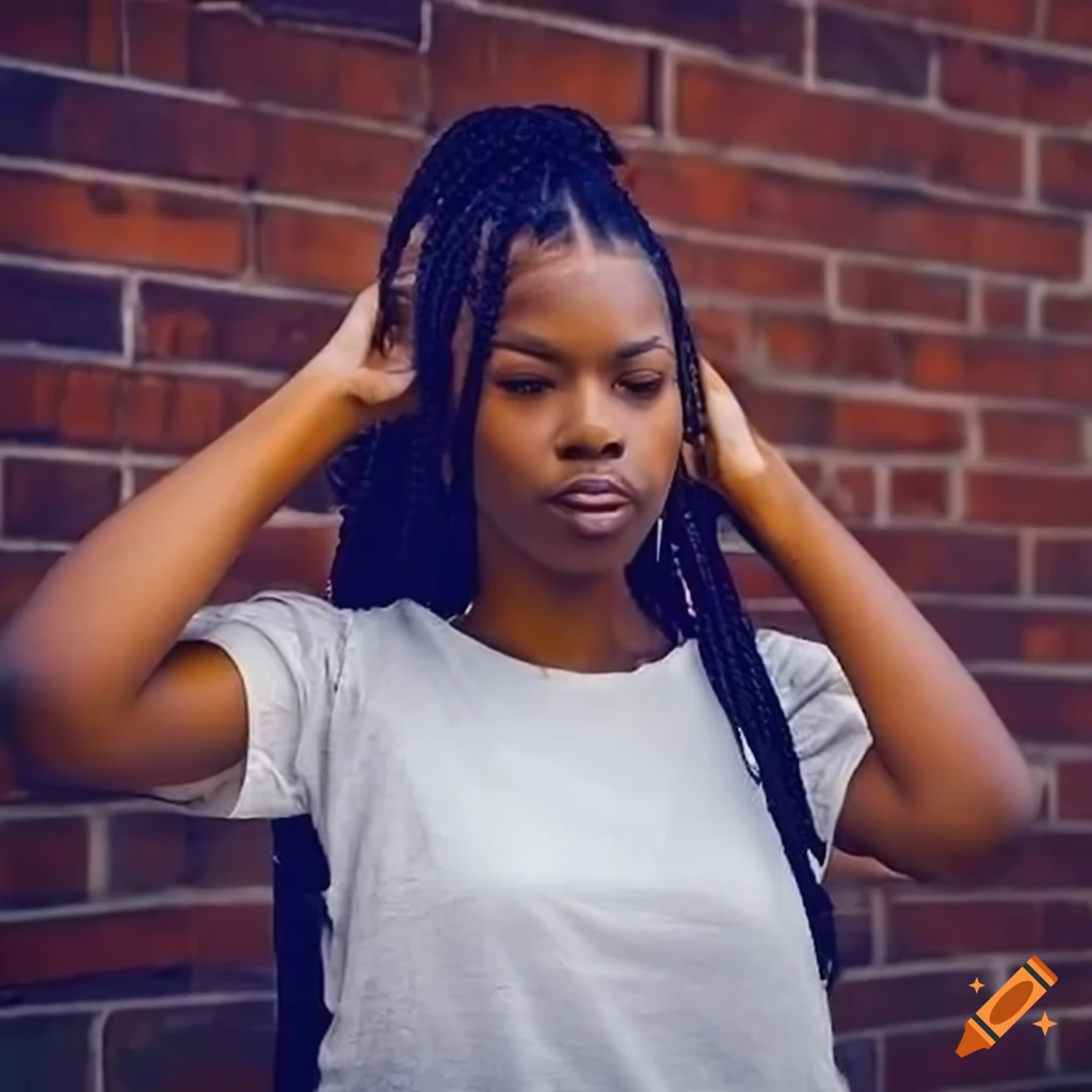 Black Urban Woman With Braids Wearing A Loose White T Shirt On Craiyon