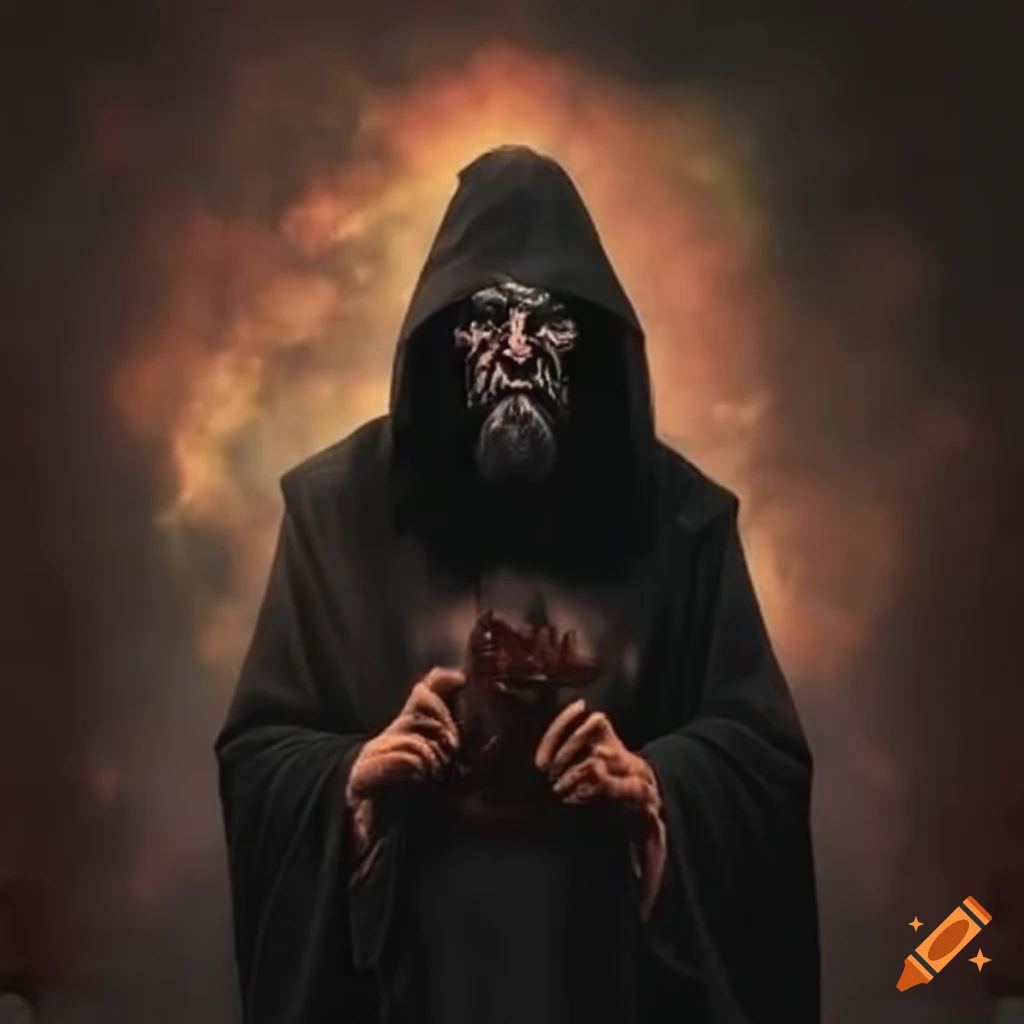 Wizard casting dark magic in a black robe on Craiyon