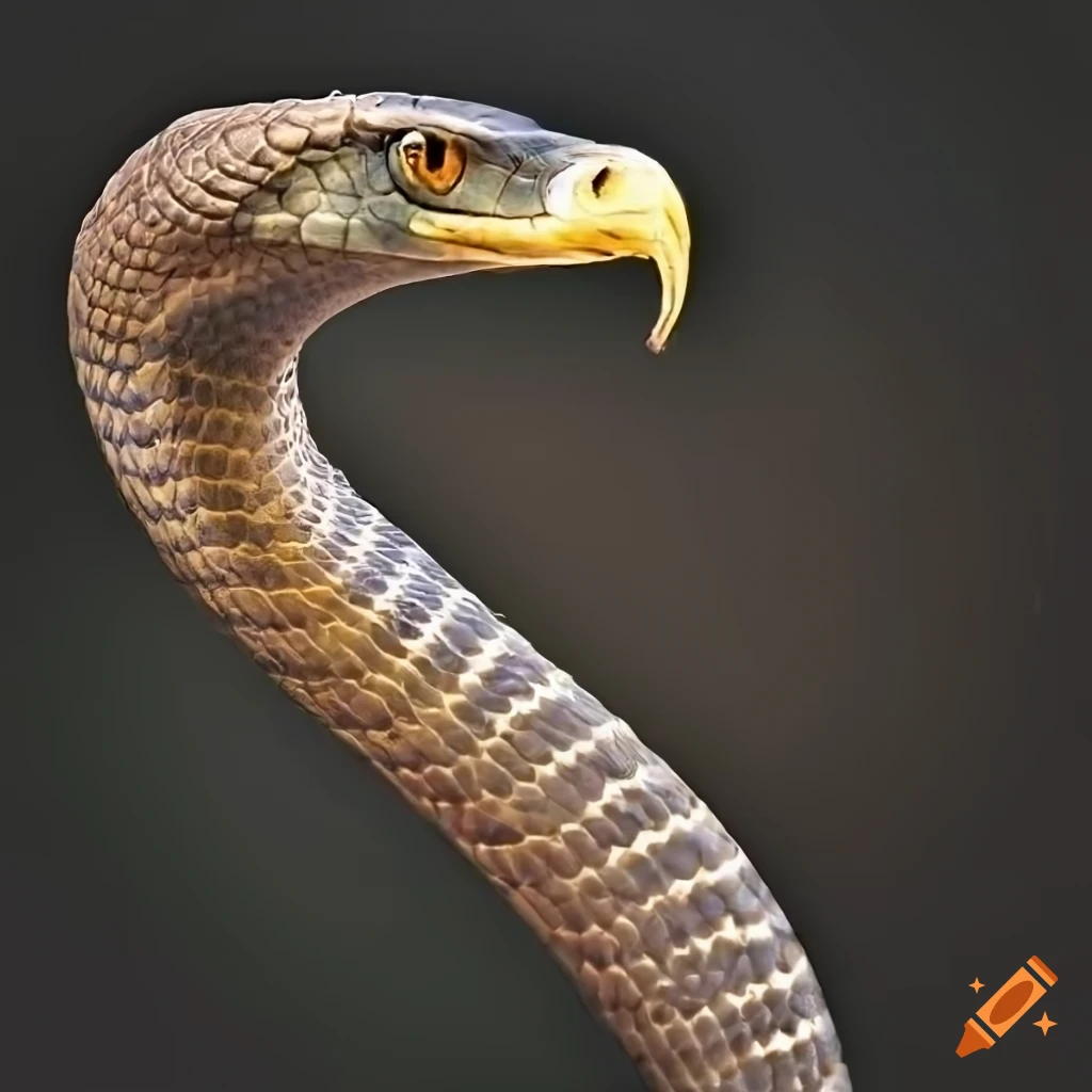 Mythical cobra-like serpent with eagle head and ram horns on Craiyon