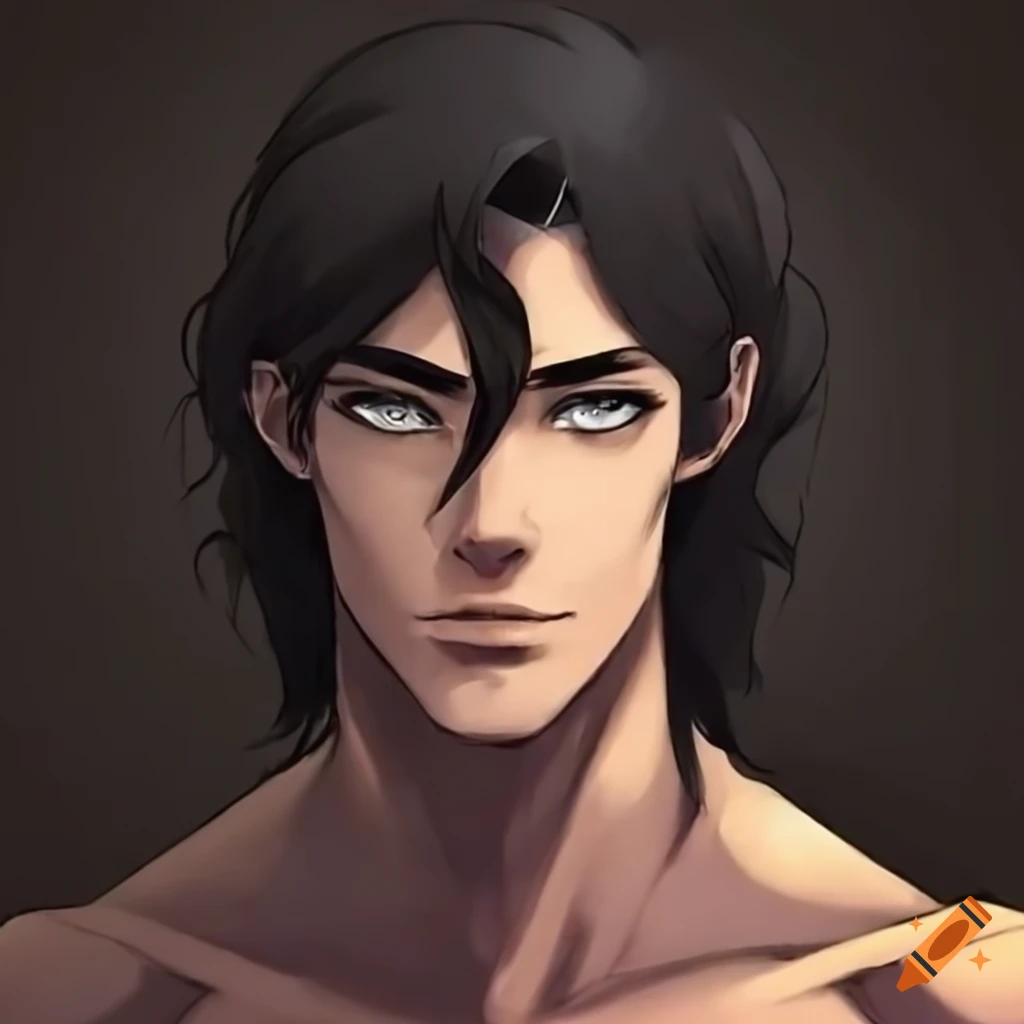 Man, 1.80m tall, 21 years old, refined muscles from training, with dark ...