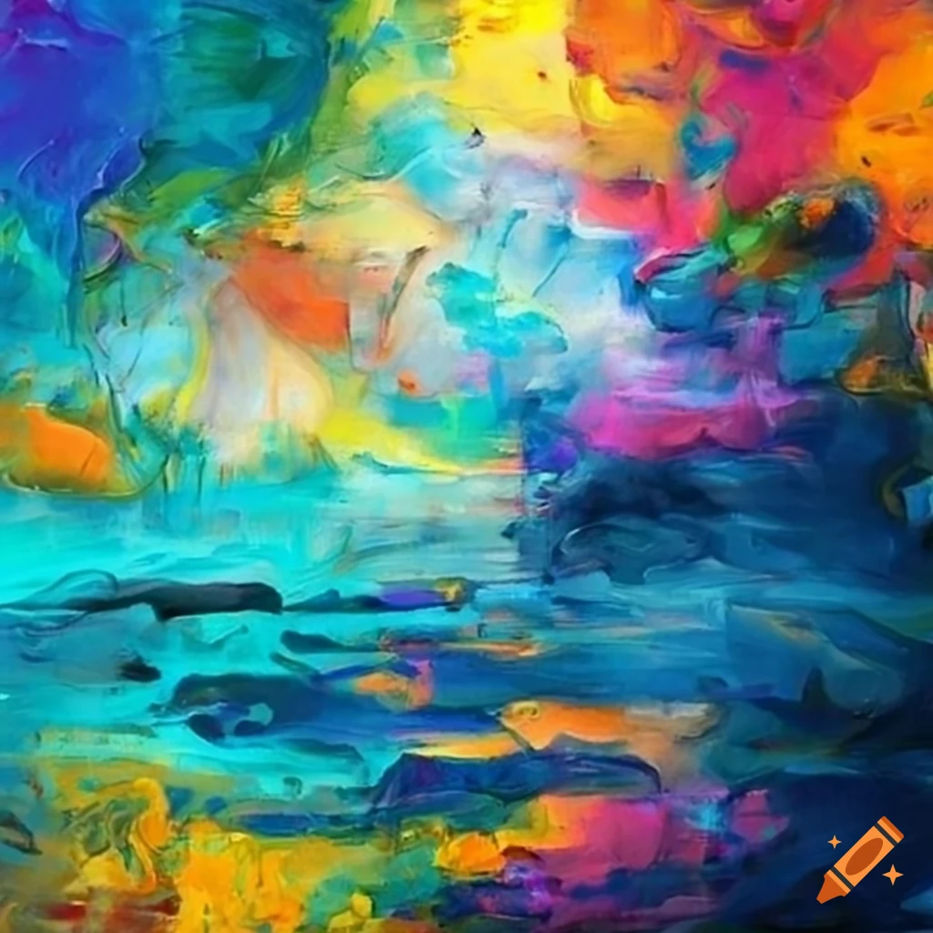 Multi-colored abstract painting symbolizing serenity and happiness on ...