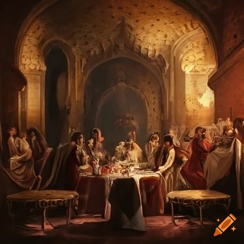 Jesus as the honored guest at a beautifully decorated banquet on Craiyon