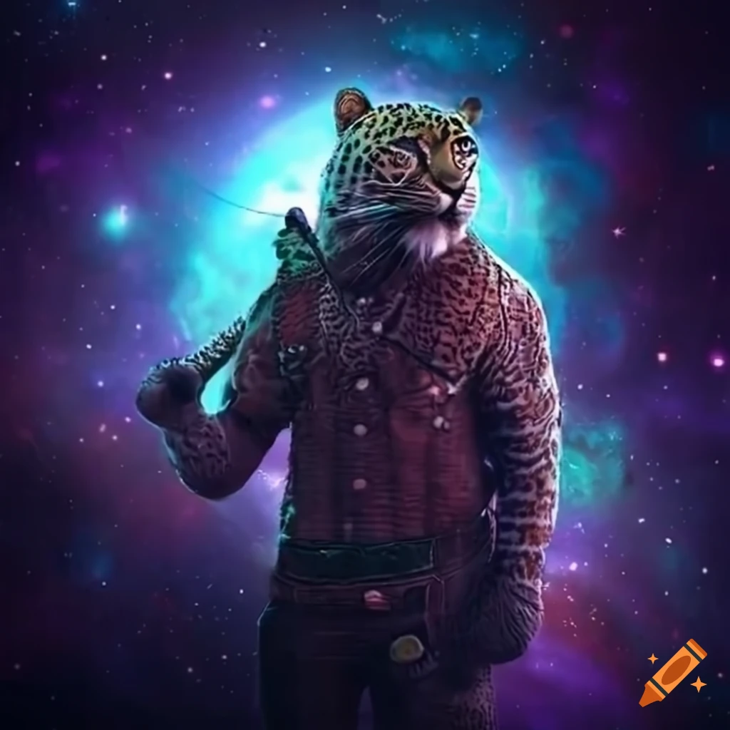 Lumberjack leopard in a dreamlike space scene on Craiyon