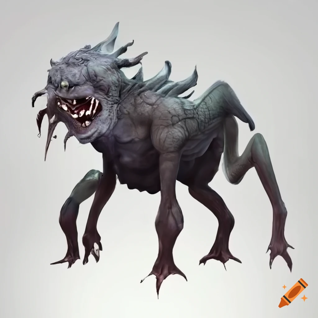 Ferocious six-legged creature with grey skin on Craiyon