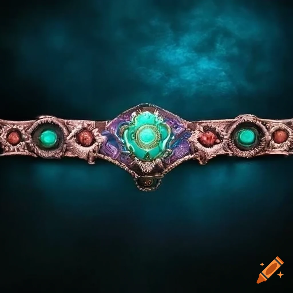 Adorned magic war belt front view on Craiyon