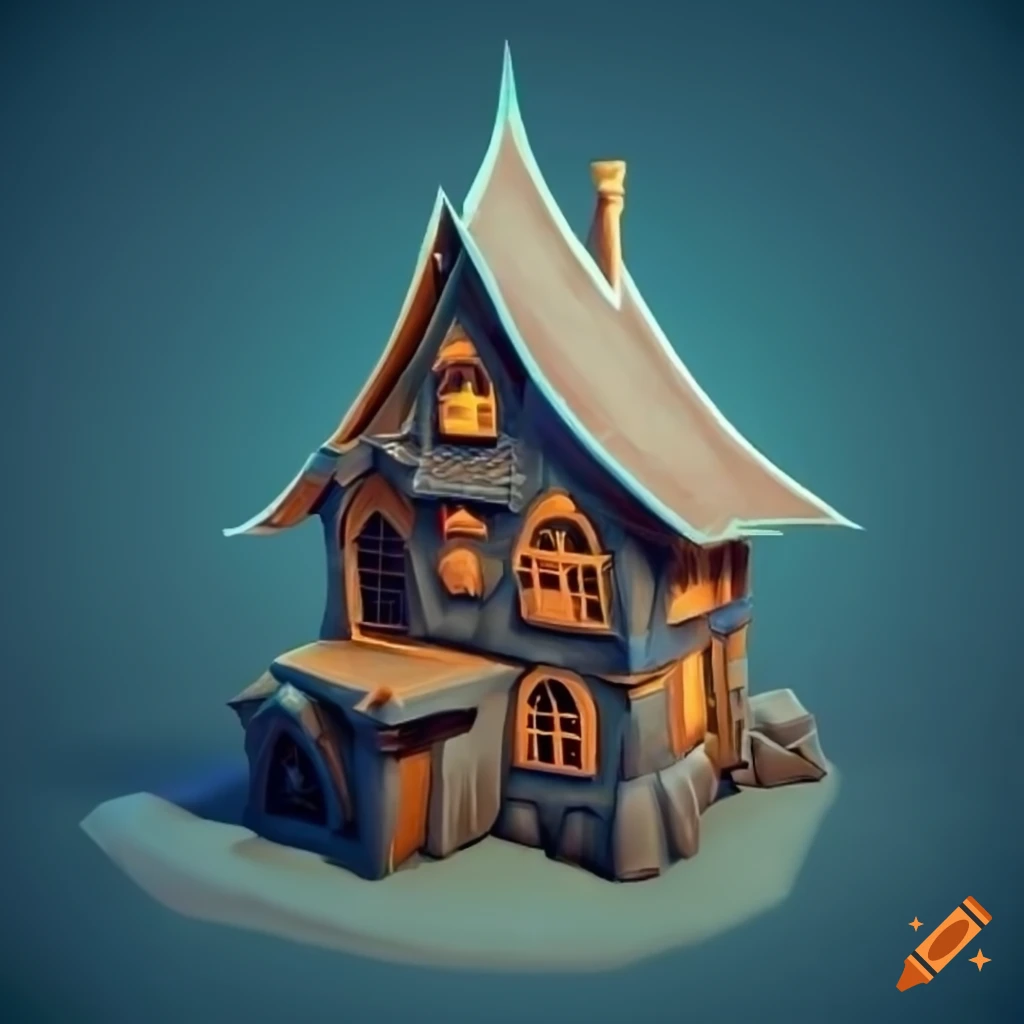 Stylized fantasy house on Craiyon