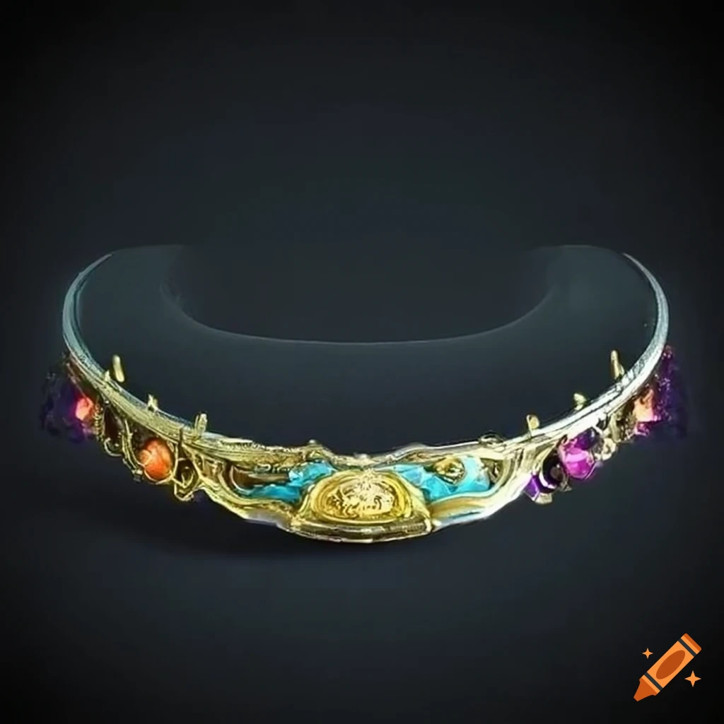 Adorned shiny war belt from the front view on Craiyon