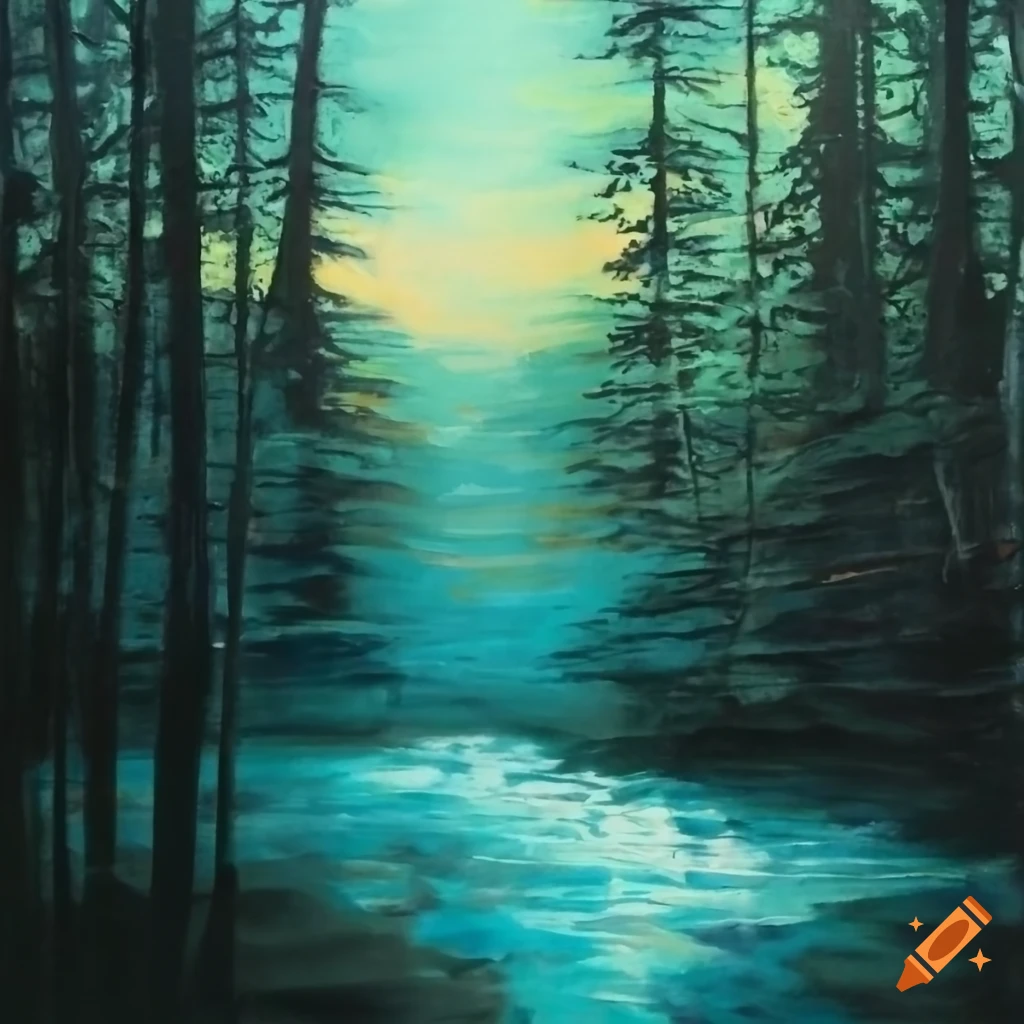 Encaustic wax painting of a forest in seattle on Craiyon