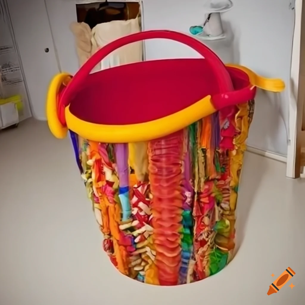 Beautiful slop pouring from a giant plastic bucket in a closet made ...