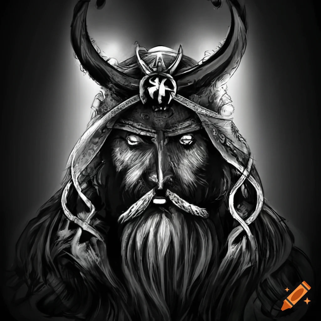 Odin norse in black and white on Craiyon