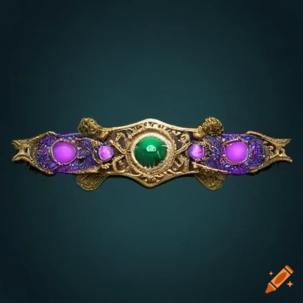 Front view of an adorned magic war belt on Craiyon