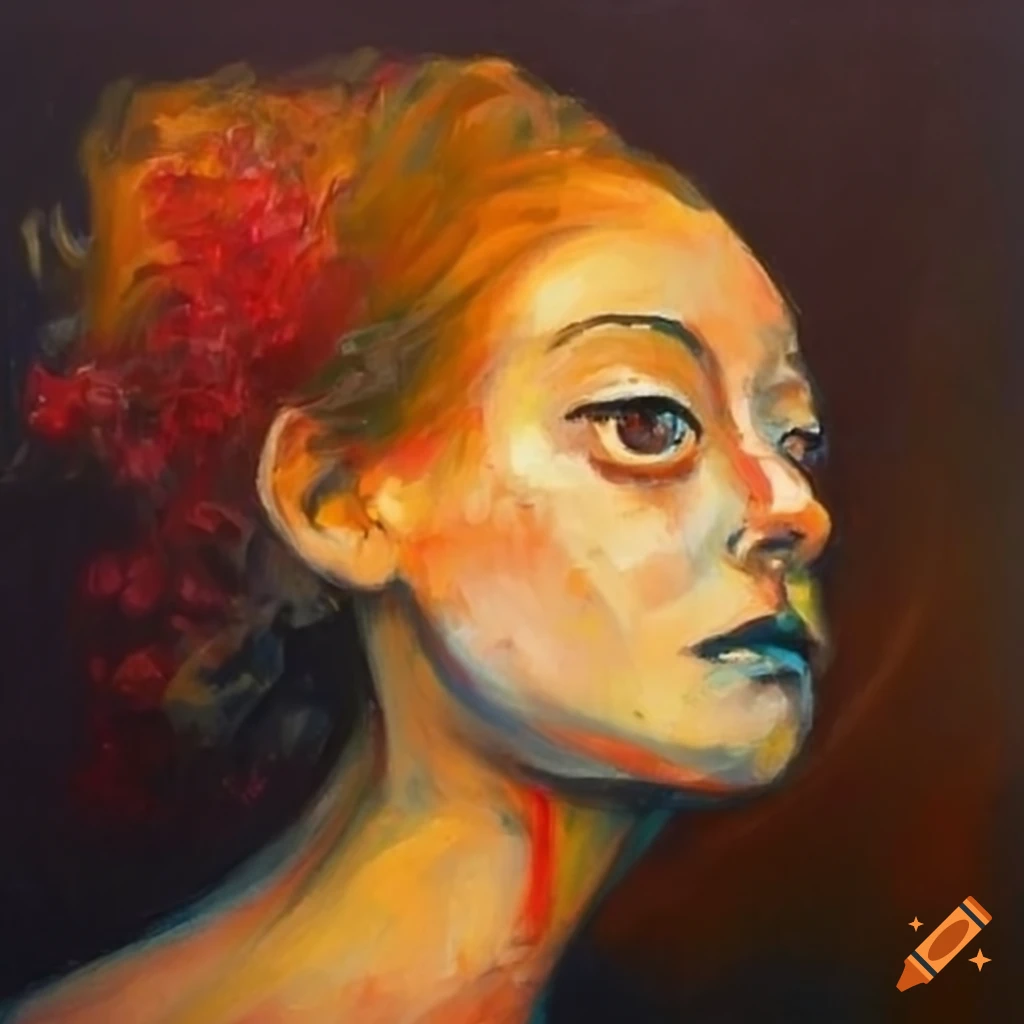 Painting depicting happiness, excitement, and anxiety emotions on Craiyon