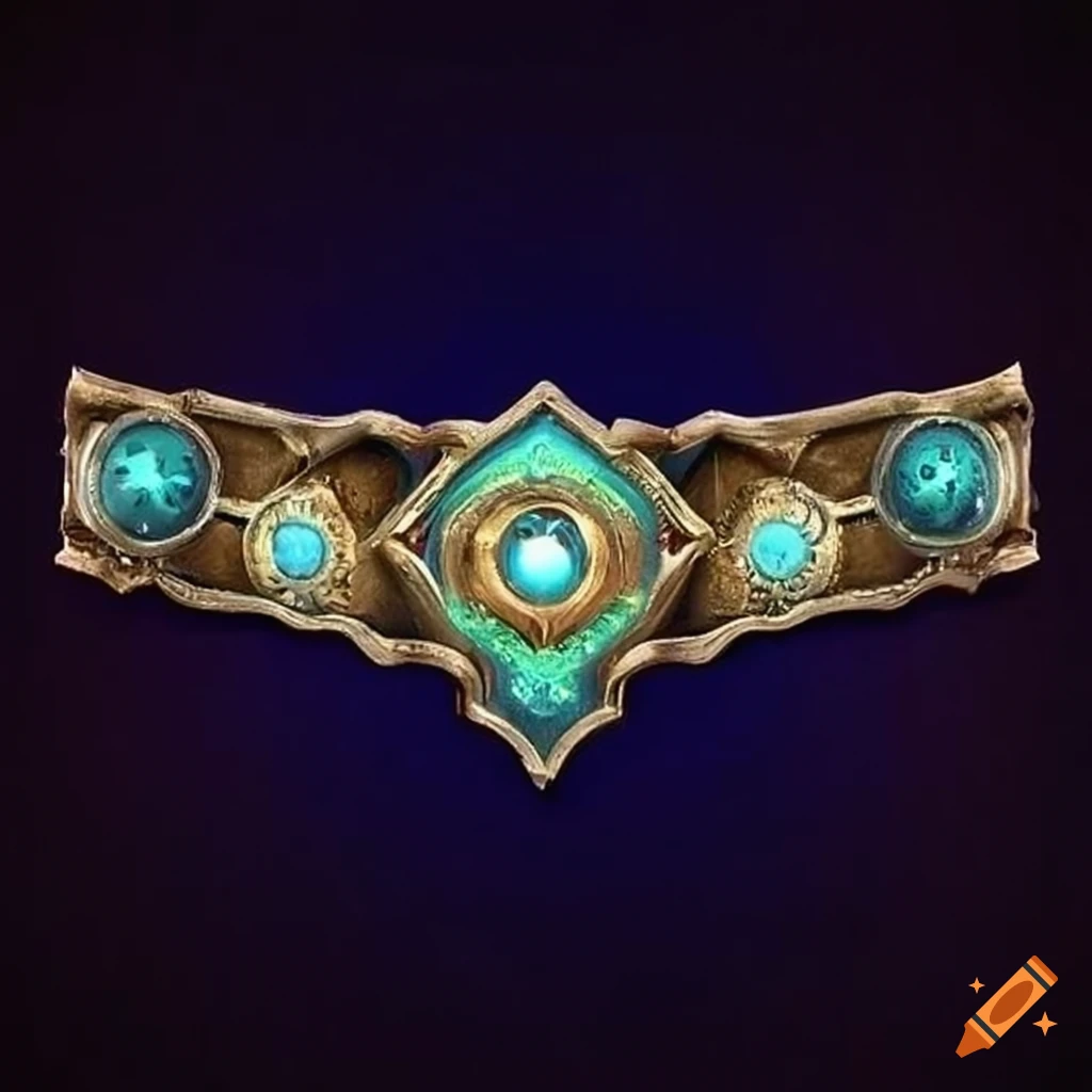 Front view of an adorned magic war belt on Craiyon