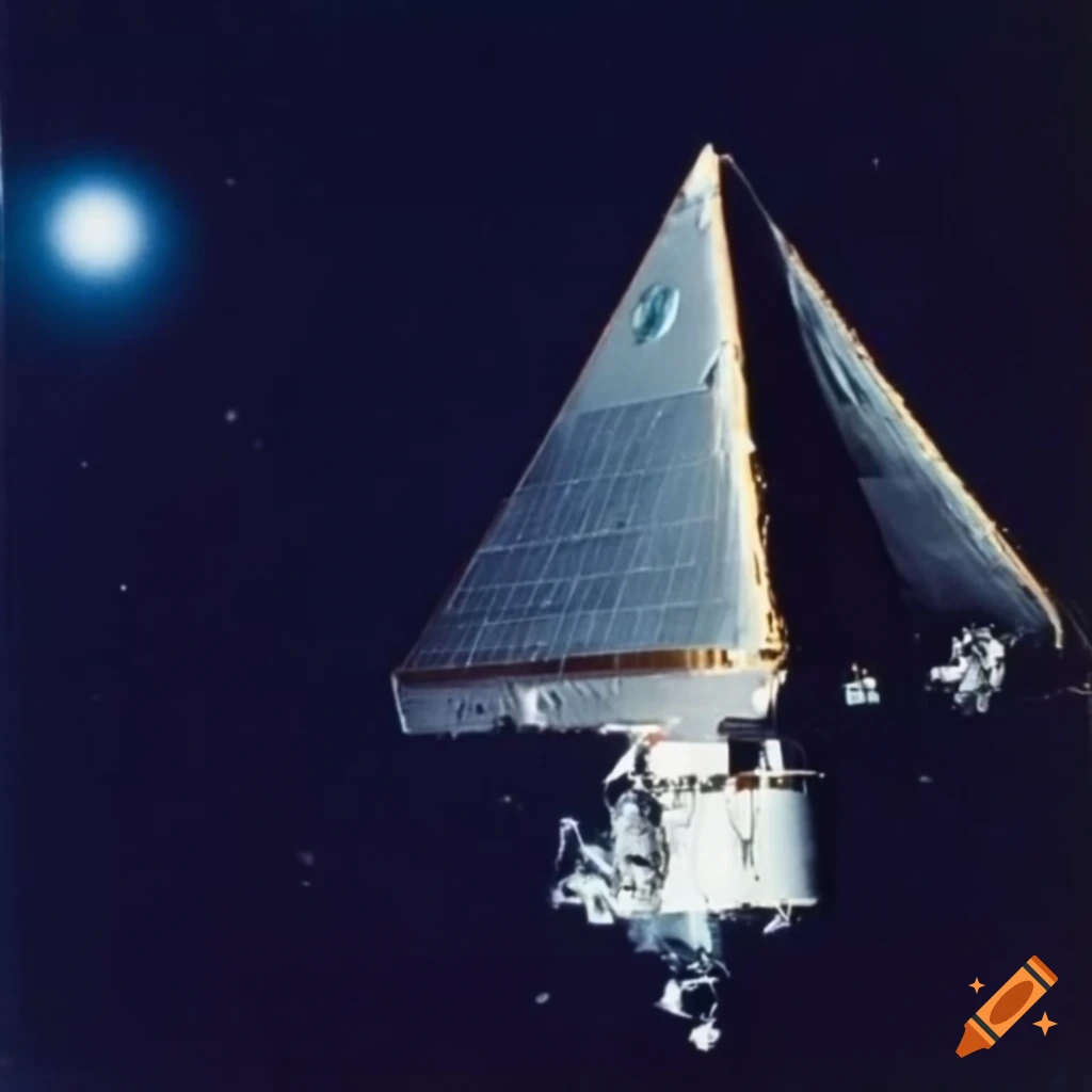 Nasa's 'alien pyramid spacecraft' docked with voyager 1 in deep space during 1970s on Craiyon