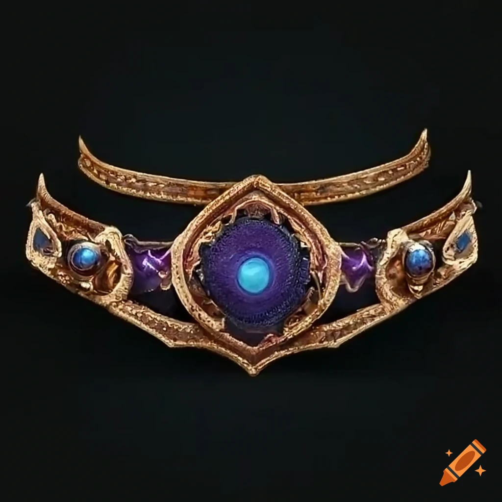 Front view of a decorated magic war belt on Craiyon