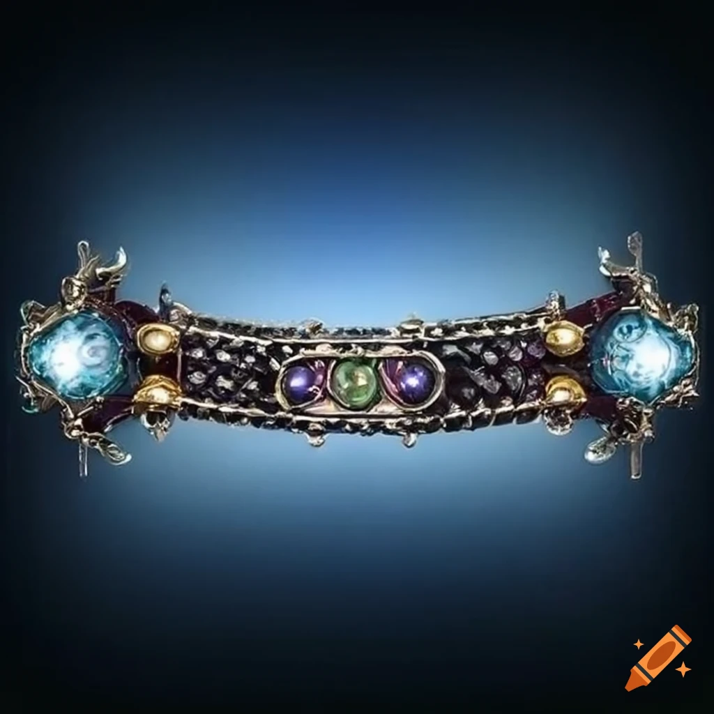 Adorned shiny war belt from the front on Craiyon