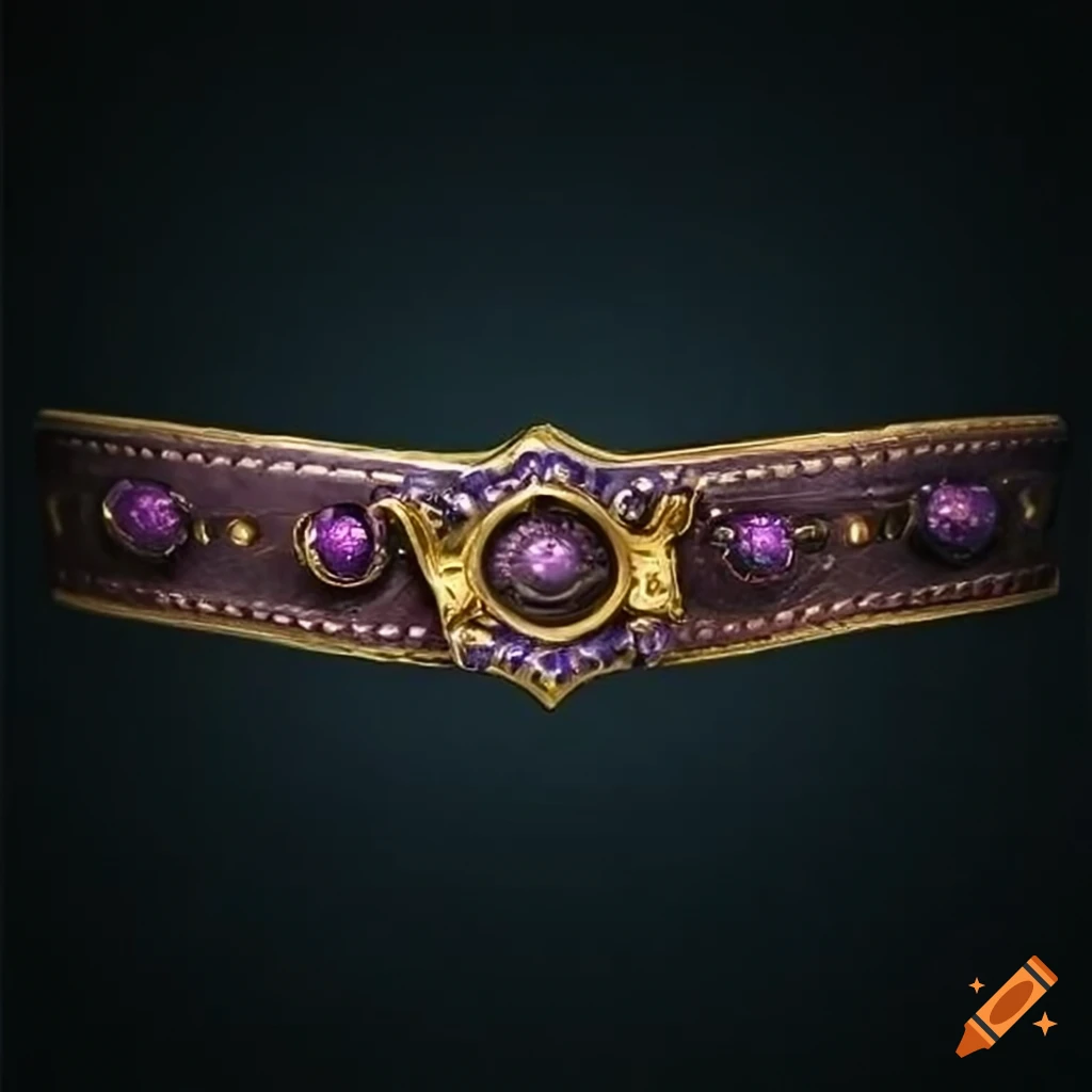 Front view of an adorned magic war belt on Craiyon