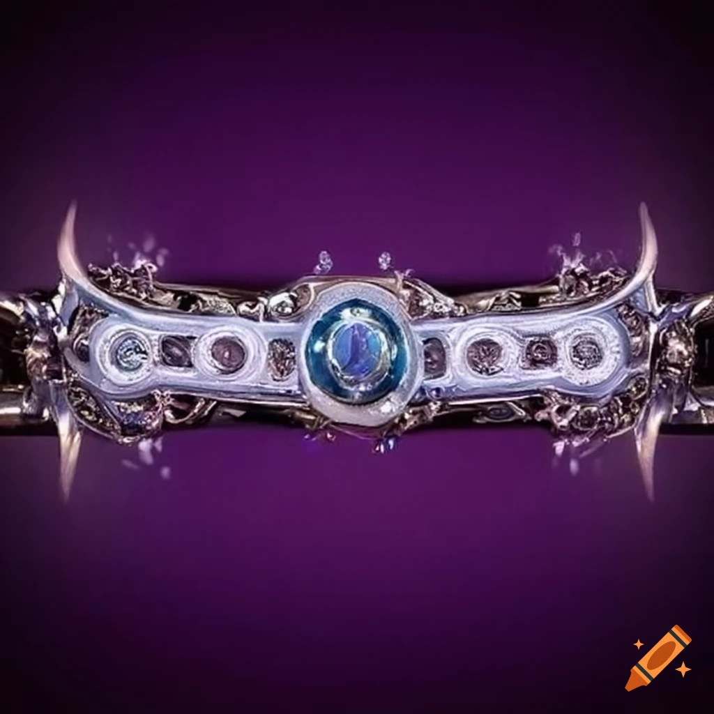 Adorned magic shiny war belt from the front view on Craiyon