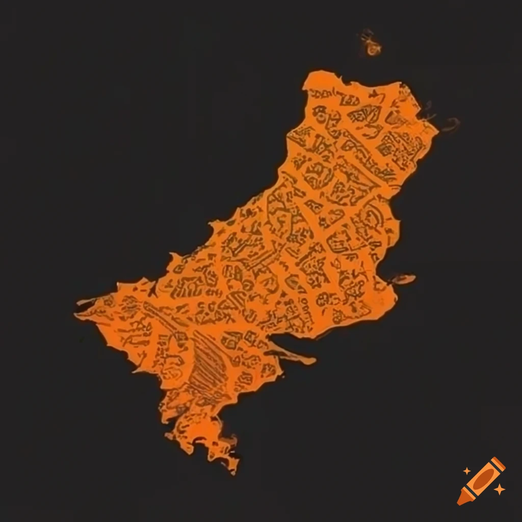 Map with orange and black background on Craiyon