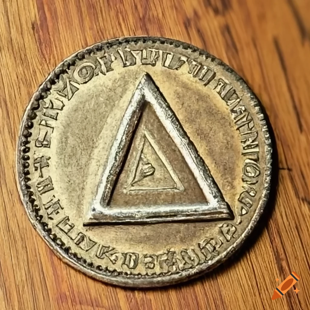 Coin with a triangle design in the middle on Craiyon