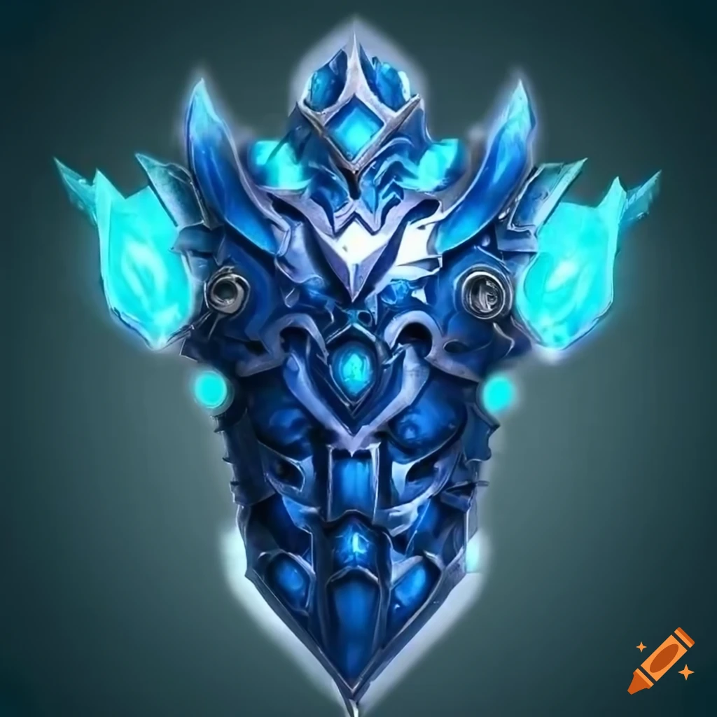 Mythical fantasy ice blue body armor plate on Craiyon