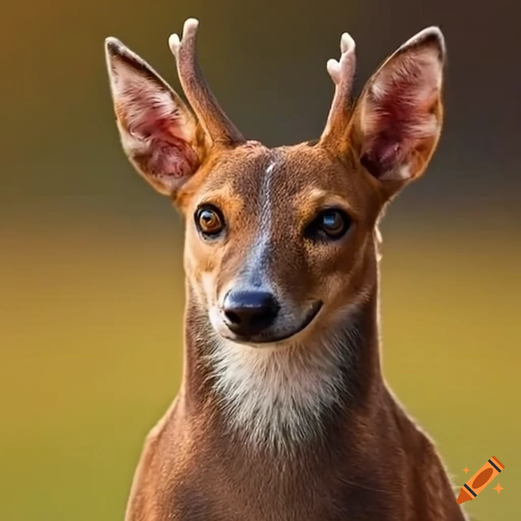 Deer dog eating a flower in a hunting scene on Craiyon