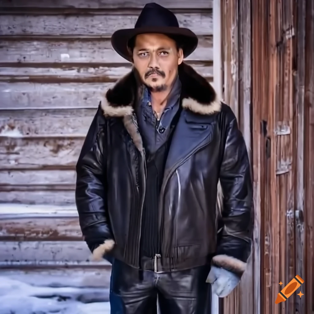 Actor resembling Johnny Depp at age 20 standing in barn doorway on Craiyon