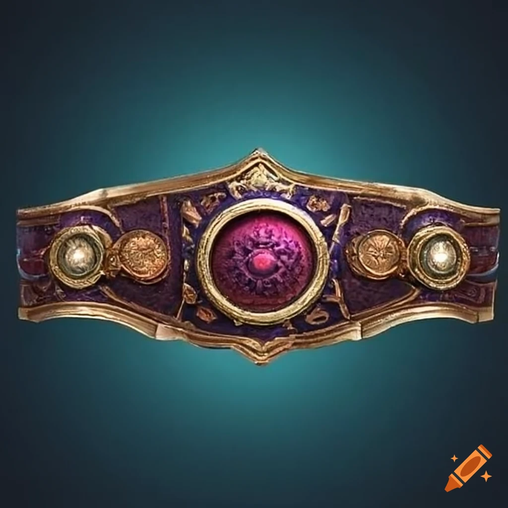 Adorned magic war belt front view on Craiyon