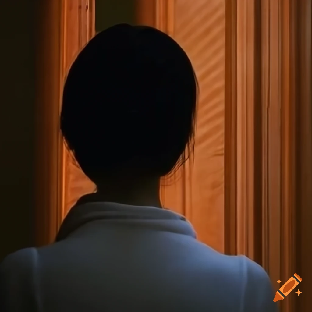 Japanese woman looking out of a window with her back turned on Craiyon