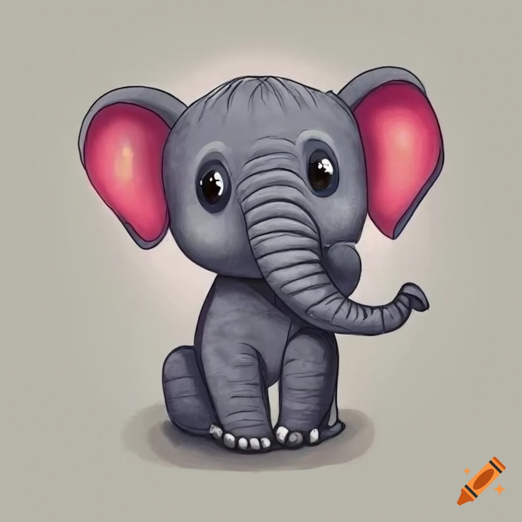 Cute baby elephant drawing on Craiyon