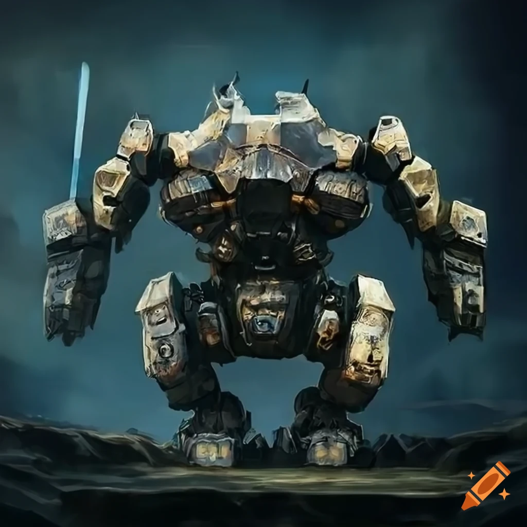 Floating canvas wrap featuring a stunning and beautiful Armored Mech on ...